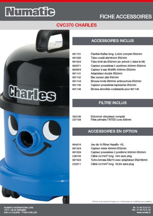 Aspirateur eau poussières CVC370 Charles - Matériel de nettoyage ...