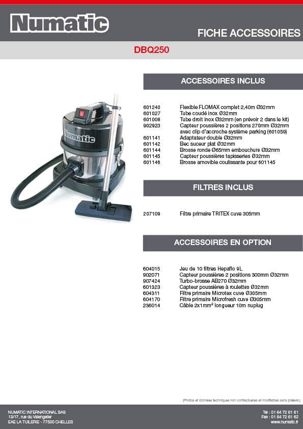 Aspirateur poussières DBQ250 - Numatic International
