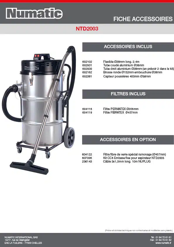 Aspirateur industriel NTD2003 - Numatic
