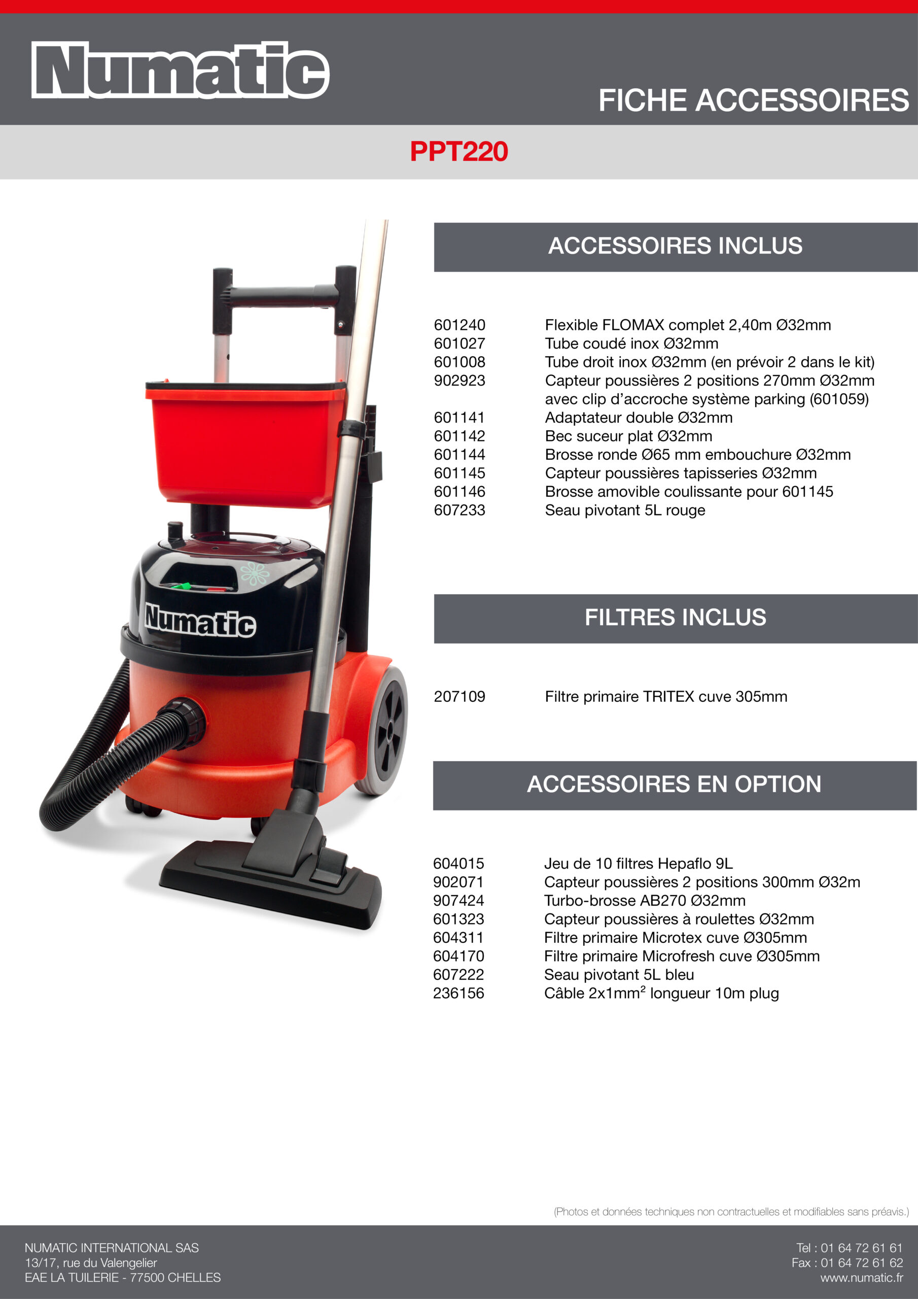 Aspitrolley poussières PPT220 - Numatic International