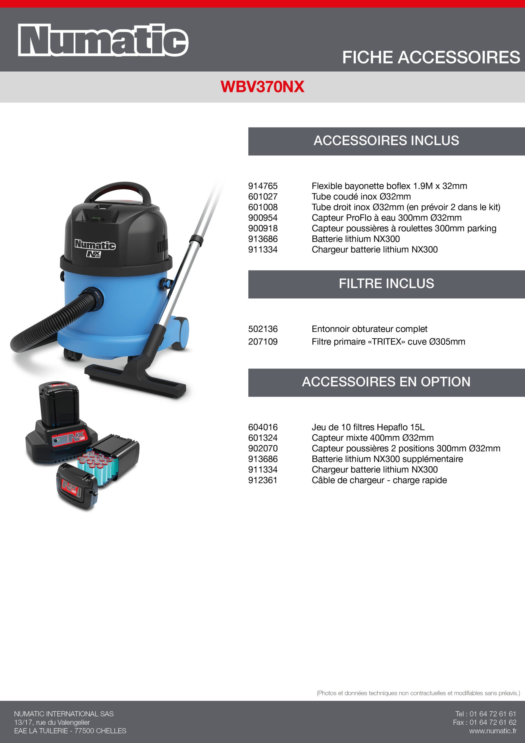 WBV370NX Aspirateur eau et poussière - Numatic International