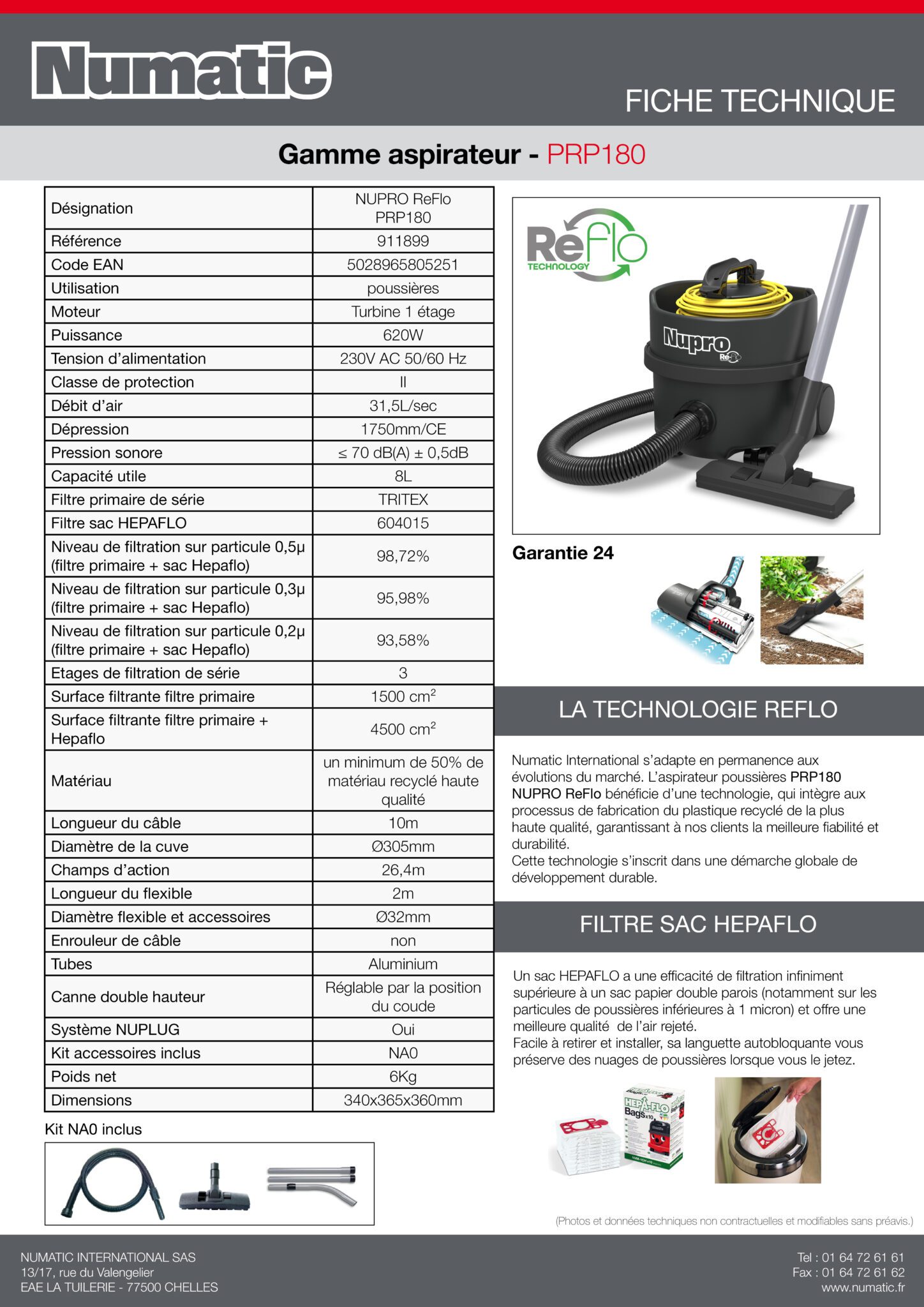 Aspirateur poussières Nupro ReFlo - Matériel de nettoyage professionnel ...