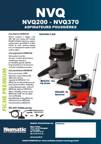 Aspirateur poussières NVQ370 - Numatic International